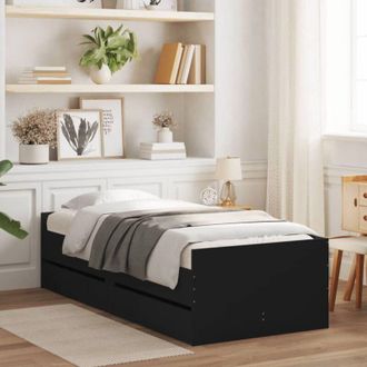 vidaXL Bett mit Schubladen Schwarz 75x190 cm Vidaxl