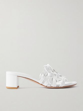 Gianvito Rossi Sandales En Cuir Tress&eacute; Amalfi 45 - Blanc