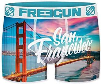 Freegun Boxer Homme Maintien Anti-Glisse, Calecon Homme, Liberté de Mouvement, Agréable, Bleu, Rouge, Rose, Blanc, Taille M