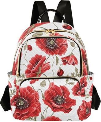 Mnsruu Mini sac à dos pour femme - Motif coquelicots rouges - Petit sac à dos tendance - Style décontracté, Multi532, M