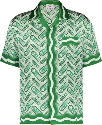Casablanca Homme, Chemises, Vert, Taille: M Short Sleeve Chemises