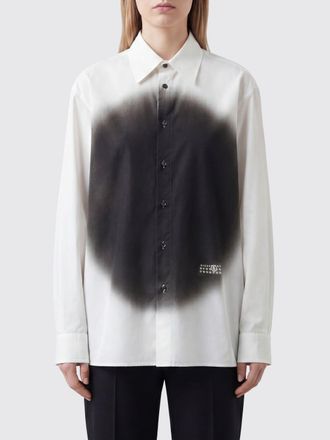 Maison Margiela Chemise en coton &agrave; imprim&eacute; graphique et coupe d&eacute;contract&eacute;e