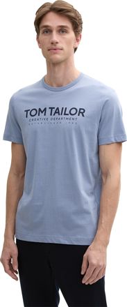 Tom Tailor Rundhalsshirt TOM TAILOR, Herren, Gr. XXL, blau (dove blau), Single Jersey, Obermaterial: 100% Baumwolle, bedruckt, regular fit h&uuml;ftbedeckend, Rundhal