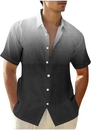 Generic Chemise &agrave; manches courtes pour homme, style d&eacute;contract&eacute;, classique, col rabattable, &eacute;l&eacute;gant, extensible, l&eacute;ger et confortable, chemise boutonn&eacute;e pour 