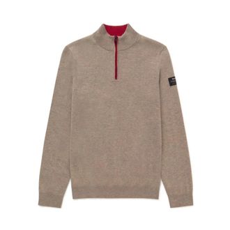 Ecoalf Beiger Rei&szlig;verschluss-Strickpullover - - Knitwear - Herren - Braun - S