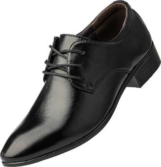 Generic Chaussures à lacets en cuir Oxford rétro à bout pointu décontractées légères et durables avec semelle antidérapante pour la marche, la conduite, le bu