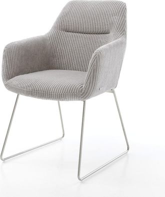 DELIFE Esszimmerstuhl Pejo-Flex Cord Silbergrau Kufengestell Edelstahl Taschenfederkern, Esszimmerstühle