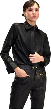 Cynthia Rowley Femme, Blouses et Chemises, Noir, Taille: 40 FR Chemise London en Cuir à Boutons