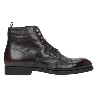 Estro & Luminara Homme, Chaussures, Brun, Taille: 41 EU Bottines à lacets en cuir marron selle