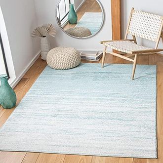 Safavieh Tapis Moderne ombré, pour Salon, Salle à Manger, Chambre à Coucher - Collection Adirondack, à Poils Courts, Turquoise et Ivoire, 135 x 196 cm