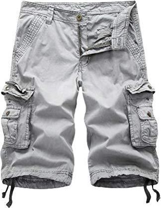 Minetom Hommes Shorts Bermudas Cargo DÉté Travailler Outdoor Casual Lâche Pantalons Courts avec Poche Gris Clair XL