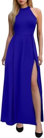Generic Robe de Soiree Femme Chic Et Glamour Robe Cocktail Robe Longue de Cocktail Sexy À Col Halter Et Fente pour Femme Robe de Soirée Habilléerobe de Soirée