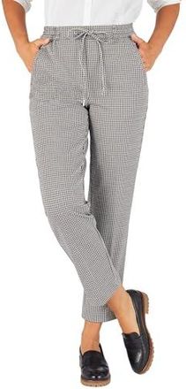 Damart Pantalon 7/8ème Enfilable Maille Milano Stretch pour Femme, Coupe Standard, Bleu/Noir Pied De Poule, 52