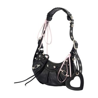 Balenciaga Womens Le Cagole Shoulder Bag Black Lambskin