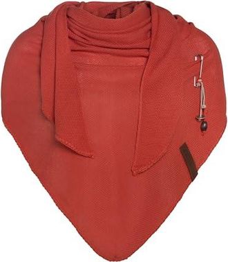 Knit Factory Lola Ch&acirc;le Tricot&eacute; - Foulard Triangle - Foulard femme pour le printemps et l&eacute;t&eacute; - &Eacute;charpe Femme - Ch&acirc;le Femme - &Eacute;charpe en coton et acrylique - Terra 