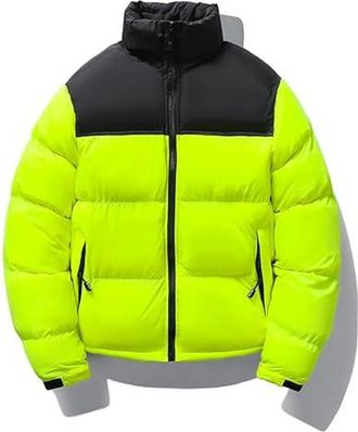 Generic Manteau imperm&eacute;able &agrave; fermeture &eacute;clair pour homme, doudoune matelass&eacute;e en duvet, vestes dhiver l&eacute;g&egrave;res et chaudes, style d&eacute;contract&eacute;, vert fluo, taill
