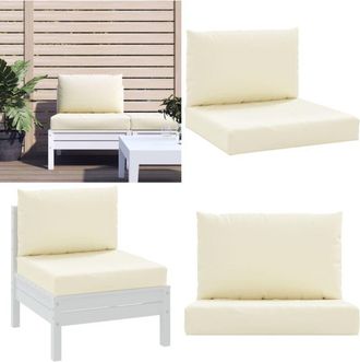 vidaXL Palettenkissen 2-tlg. Cremewei&szlig; Oxford-Gewebe - Freien Sitzkissen - Outdoor-Kissen