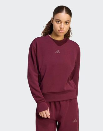 adidas f&uuml;r das Training konzipiertes Warm-up-Sweatshirt mit Rundhalsausschnitt in Burgunderrot