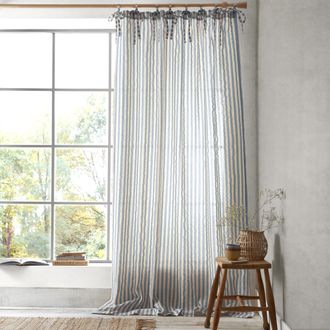 Pineapple Elephant Sansibar Vorhang aus Voile, garngef&auml;rbt, gestreift, 140 x 229 cm, Blau