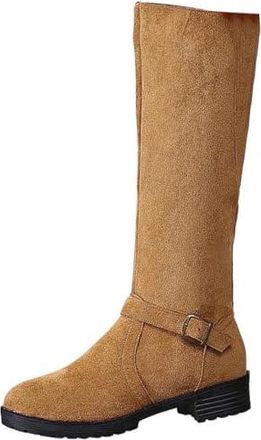 Generic Bottes longues &agrave; talon &eacute;pais pour femme - Style d&eacute;contract&eacute; - R&eacute;tro - Couleur unie - Fermeture &eacute;clair lat&eacute;rale - Antid&eacute;rapantes - Confortables - Pour 