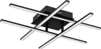 Eglo LED Deckenleuchte Lasana 3, 4 flammige Wandlampe, Deckenlampe aus Stahl in Schwarz und Kunststoff in Weiß, Wohnzimmerlampe, warmweiß, L x B 50 cm