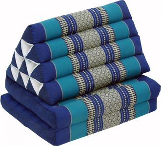 Guru Shop Thaikissen, Dreieckskissen, Kapok, Tagesbett mit 2 Auflagen - Blau, 30x50x120 cm