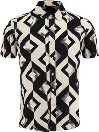 Key Largo Herren Track 1/2 Patterned Hemd, Schwarz, 56