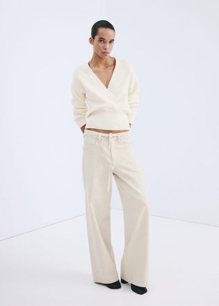 Mango Jean wide leg cordon gris clair/pastel - Femme - 32 - MANGO