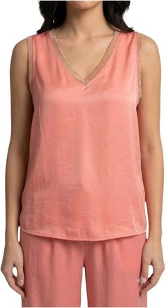 Fracomina Top col V - Femme - Tops - Rose - Taille: 44 FR