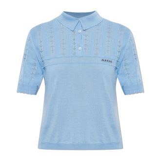 Marni Logo Polo - - Knitwear - Damen - Blau - XS