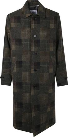 Les Deux Homme, Manteaux, Multicolore, Taille: M Plaid Wool Blend Overcoat