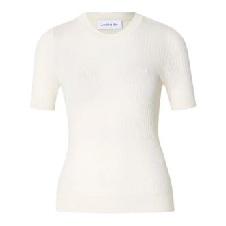 Lacoste Femme, Pulls, Blanc, Taille: 38 FR Maille ras du cou