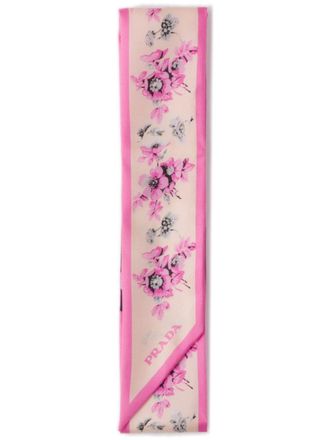 Prada Seidenschal mit Azaleen-Print - Nude