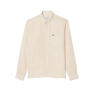 Lacoste Button-Down-Hemd f&uuml;r Herren, Leinen, Regul&auml;r (Wei&szlig;)