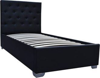 Habitat et Jardin Lit Simple Tino en Simili Noir avec Coffre Rangements 90 x 190 cm | Cadre de Lit 1 Place Design | Sommier &agrave; Lattes et T&ecirc;te de Lit Inclus