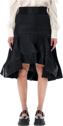 sacai Femme, Jupes, Noir, Taille: 40 FR Nylon Twill Midi Skirt