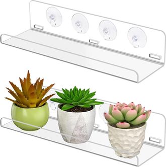 Generic Fensterregal f&uuml;r - 2 St&uuml;ck transparente Saugnapfhalter, schwebendes Wandregal f&uuml;r Haus, Wohnung, Naturliebhaber, G&auml;rtner, Balkon, K&uuml;che