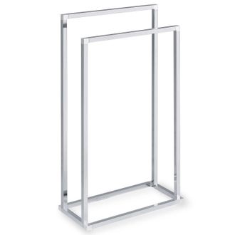 IDIMEX Handtuchhalter MAILO Chrom - Handtuchst&auml;nder mit 2 Stangen, Badetuchhalter freistehend und platzsparend, ohne Bohren