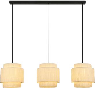 Briloner Pendelleuchte mit Bastschirm, 3x E27 Fassung, max. 10 W, Boho, aesthetic, Hängeleuchte, Hängelampe Esstisch, Esszimmerlampe hängend, Wohnzimmerlampe, 