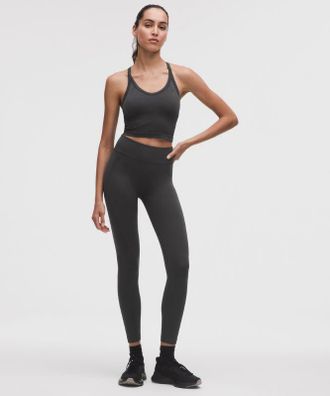 lululemon Get Low Trainings-Leggings mit hohem Bund f&uuml;r Frauen - 64 cm - Gr&ouml;&szlig;e 10 in Black/Graphite Grey