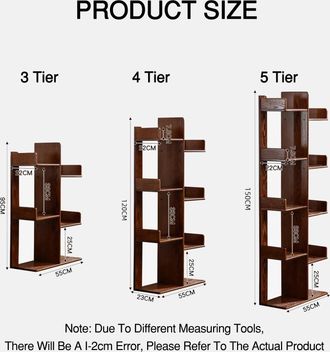 Generic 3-5-stufiges Baum-B&uuml;cherregal, vertikales B&uuml;cherregal, schmales, mehrschichtiges Design spart Platz, for Aufbewahren von B&uuml;chern, CDs und Zeitschrifte