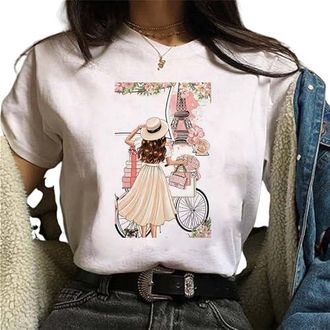 Keephen Chic Mode Filles Impression 3D T-Shirts pour Femmes Casual &Eacute;t&eacute; Manches Courtes Col Ras du Cou Pullover Blouse Tops