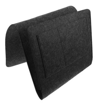 NUOBESTY Filz Bett Organizer Tasche mit Mehreren F&auml;chern H&auml;ngende Aufbewahrungstasche f&uuml;r Bettseite und Sofa Dunkelgrau Hoher Stauraum f&uuml;r B&uuml;cher Handy und Bri