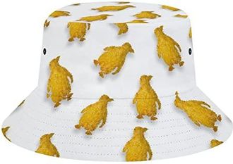 Generic Nuggets De Poulet Frit Penguin Blanc Drôle Chapeau De Pêcheur Pliable Chapeaux De Seau Léger Casquettes Visières pour Plage Plein Air Jardinier