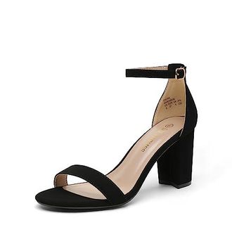 Dream Pairs Sandales Femme &Eacute;t&eacute; Confortable &agrave; Talon Bas et Bout Ouvert avec Bride R&eacute;glable,Size 39,Noir/Nubuck,CHUNK