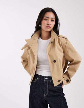 Jack & Jones Veste courte style trench &agrave; col montant - Beige-Neutre