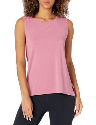 Amazon Essentials Damen Yoga-Tanktop Aus Weicher Baumwolle Mit Lockerer Passform (In Übergröße Erhältlich), Zartrosa, XXL Große Größen