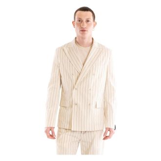 Paolo Pecora Gestreifte- zweireihige Jacke - - Jackets - Herren - Beige - M