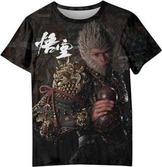 Generic Black Myth Wukong Tee Shirt Homme T-Shirts à Manches Courtes T Shirt Imprimé à Col Rond Tshirt Ete (S-3XL)