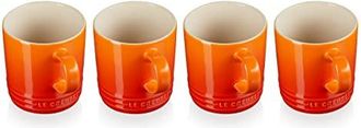 LE CREUSET Set de 4 Mugs en C&eacute;ramique, 350 ml Chacun, Volcanique, 79113350900000